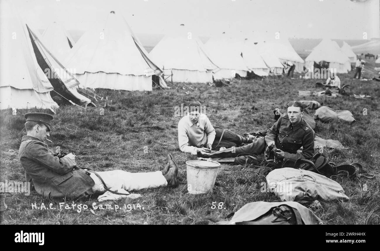 Recruits, Aldershot, H.A.C. Fargo Camp. 1914, 1914 (date created or ...