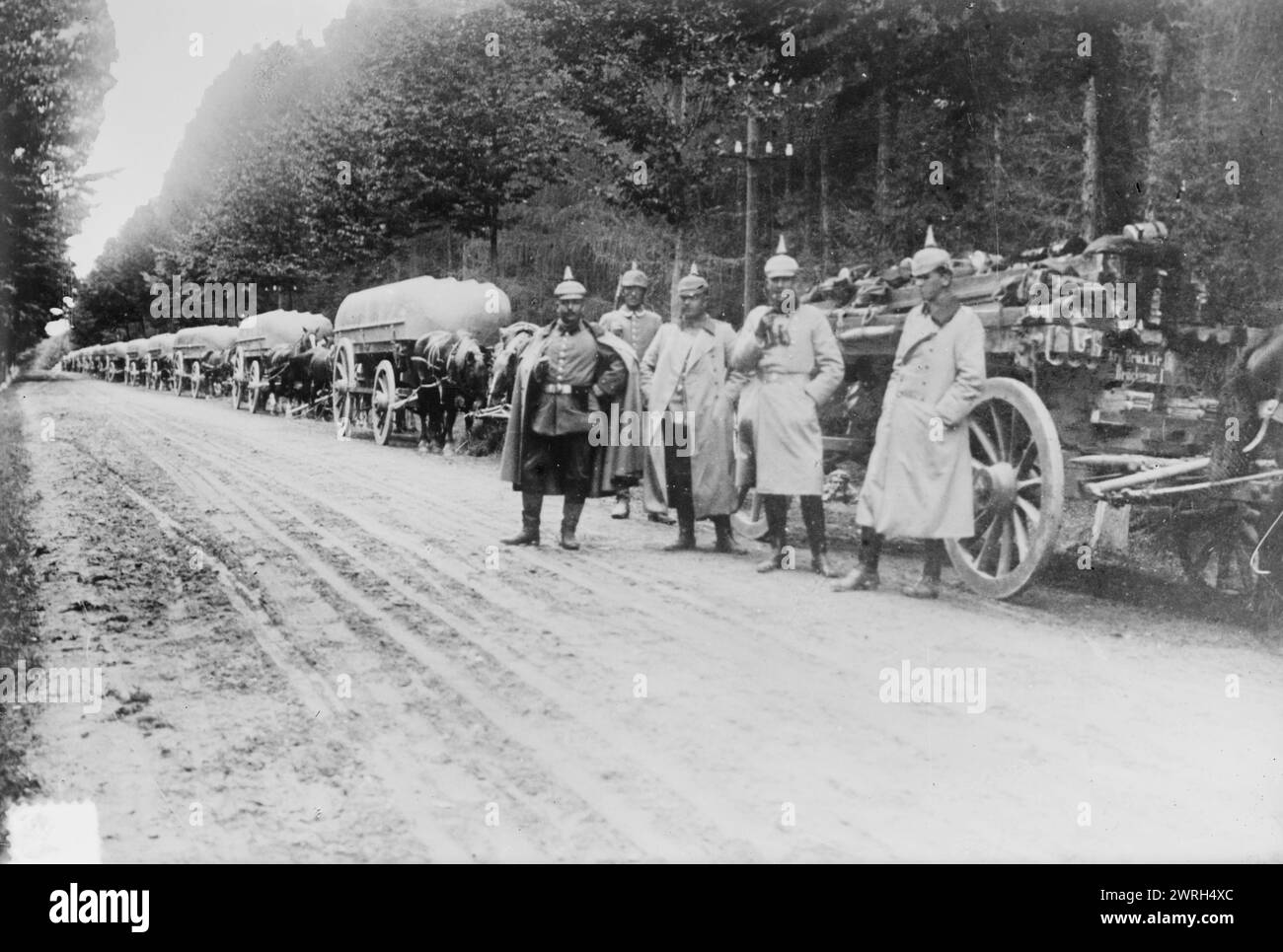 German bridge train, between c1914 and c1915. German soldiers standing ...