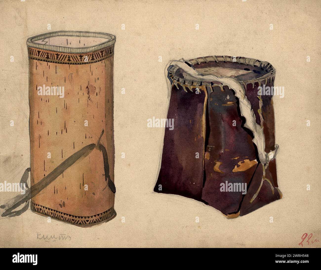 Tamgas made of birch bark of various types, Selkups, 1920. V. I ...