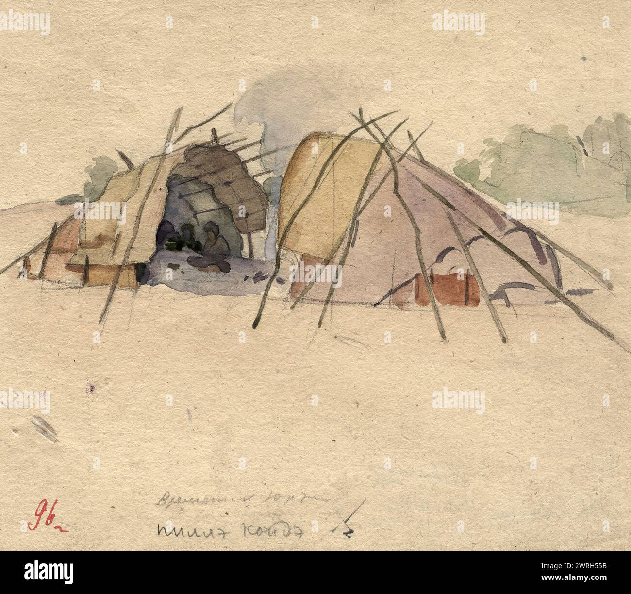 A yurt of two halves. Selkups, 1920. V. I. Surikov Museum of Art in ...