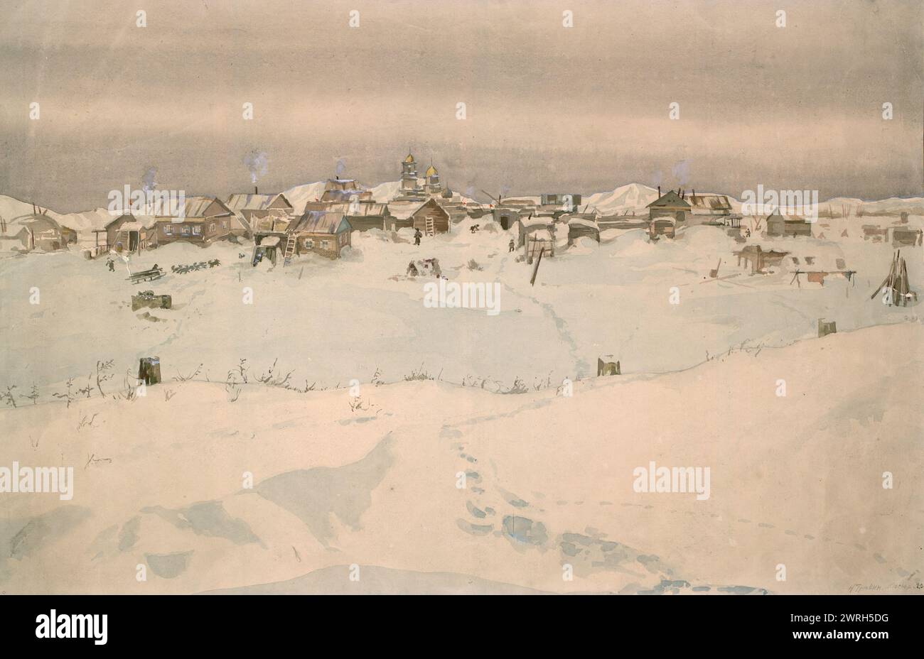 Kyusyur: Winter Landscape, 1929. From a collection of travel sketches ...