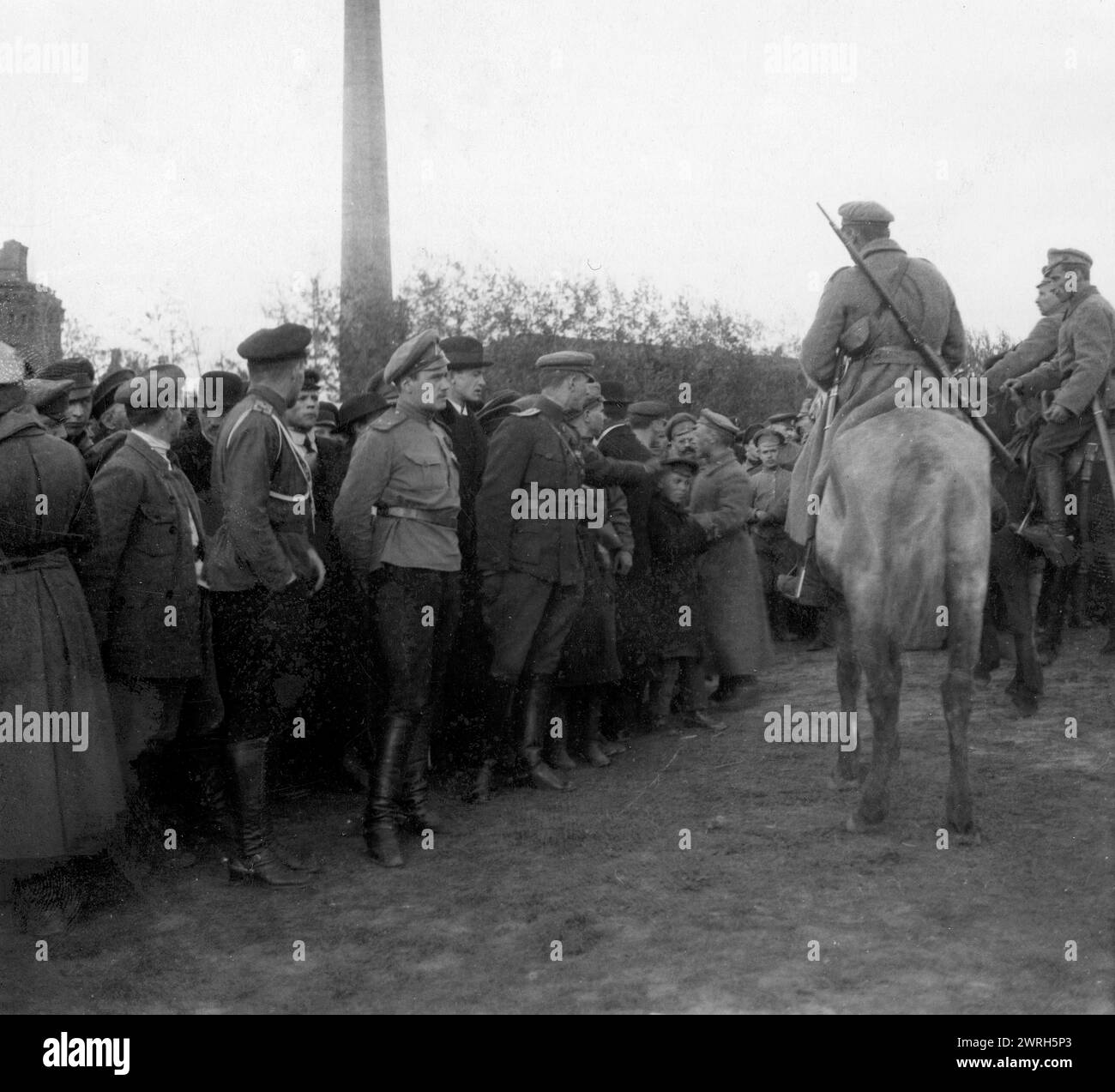 Review of White Guard troops in Tomsk on September 22, 1918. From a ...