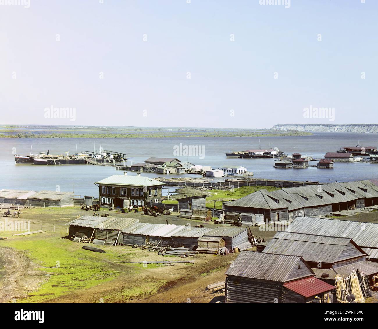 Confluence of the Irtysh and Tobol rivers, Tobolsk, 1912 Stock Photo ...