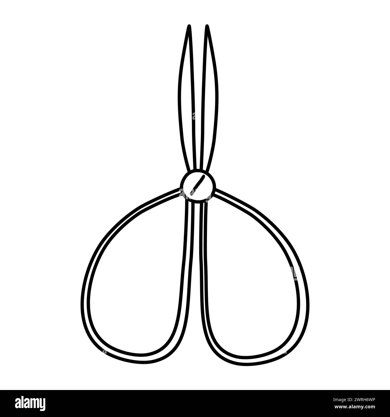 Doodle style scissors with big handles, doodle style flat vector ...
