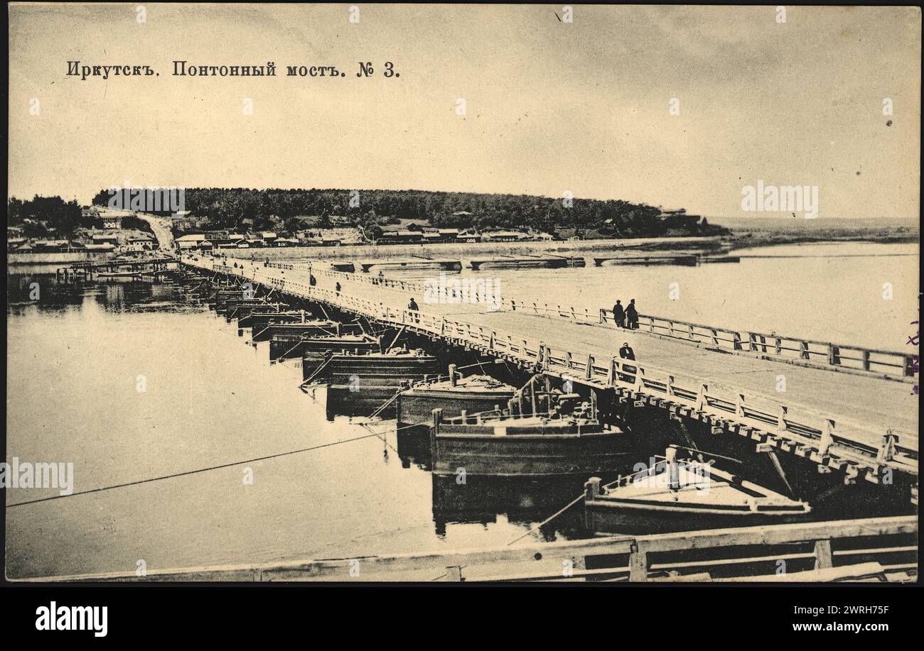 Irkutsk Pontoon bridge, 1906. National Library of Russia Stock Photo ...