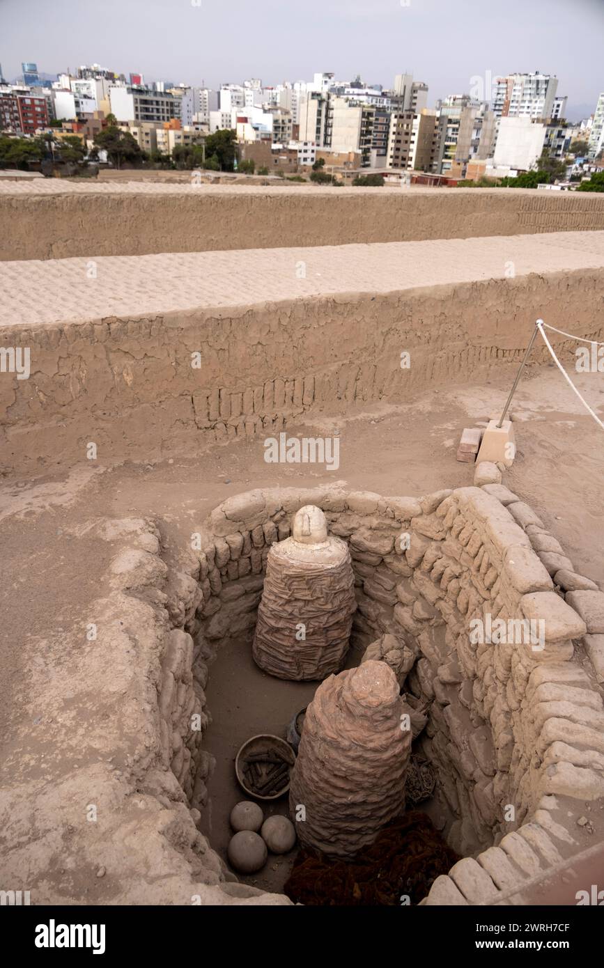 Burial Cocoons Pre-Incan Ruins in Lima at Huaca Pucllana Stock Photo ...