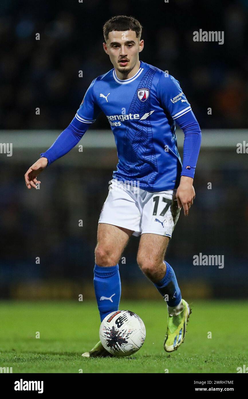 Chesterfield, UK. 12th Mar, 2024. Chesterfield midfielder Armando Dobra ...