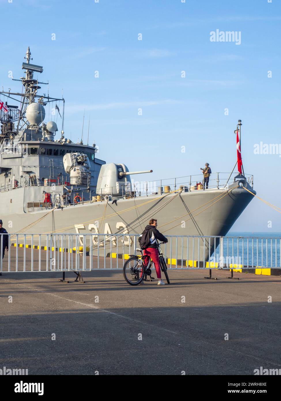 Batumi , Georgia. 03.05.2024 A warship is moored at the port. Patrol ...