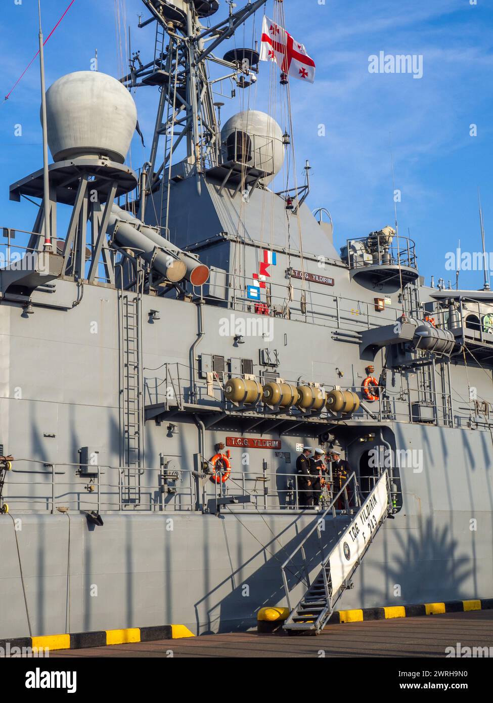 Batumi , Georgia. 03.05.2024 Decks of a warship. Military sailors on ...