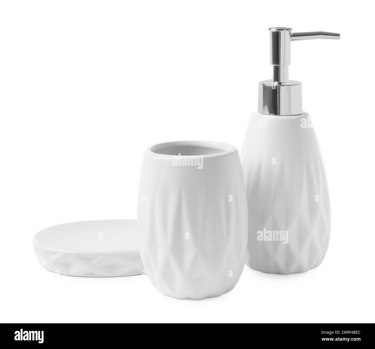 Set of bath accessories isolated on white Stock Photo - Alamy