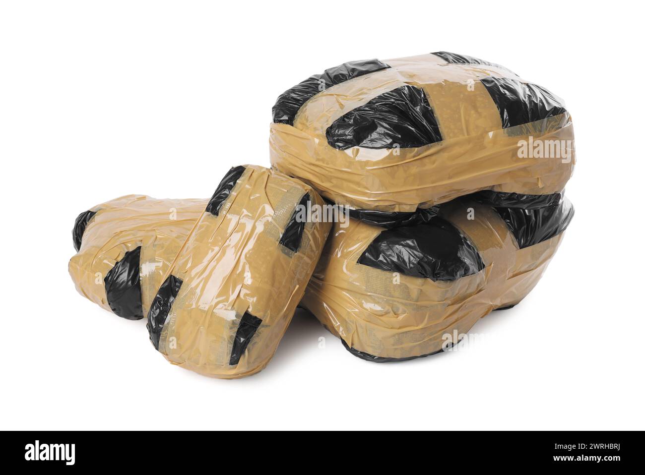 Packages with narcotics isolated on white. Drug addiction Stock Photo ...