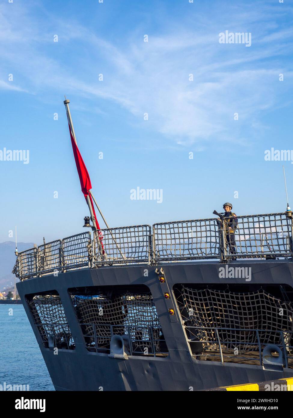 Batumi , Georgia. 03.05.2024 A warship is moored at the port. Patrol ...