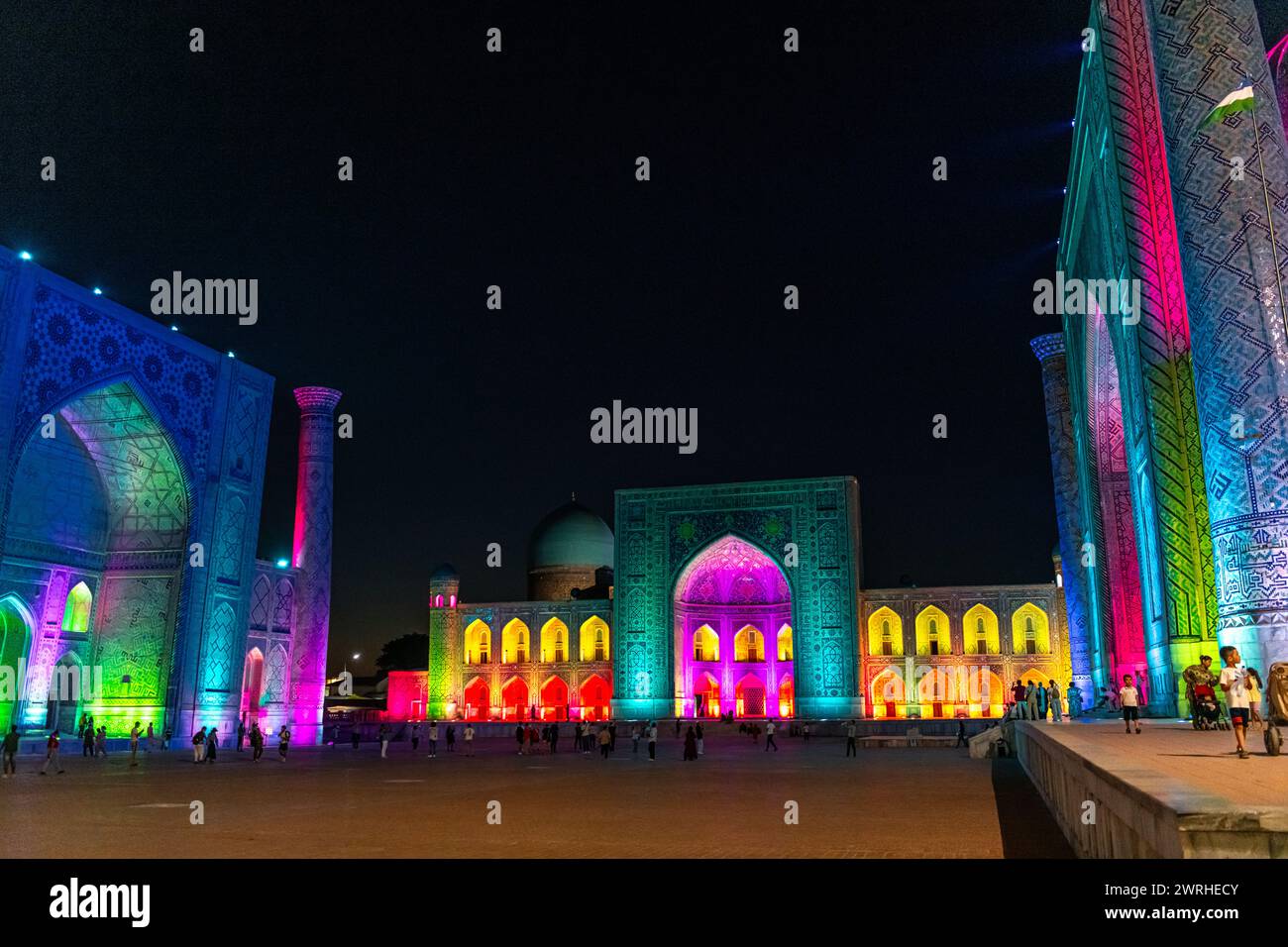 JUNE 20, 2023, SAMARKAND, UZBEKISTAN: Registan square at night in ...