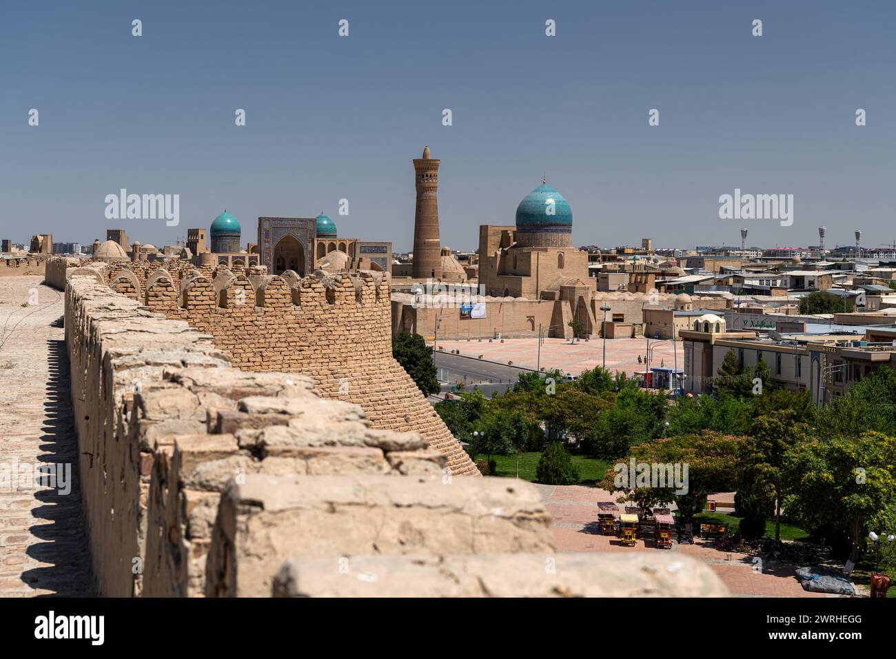 JUNE 27, 2023, BUKHARA, UZBEKISTAN: View over the Poi Kalon Mosque and ...