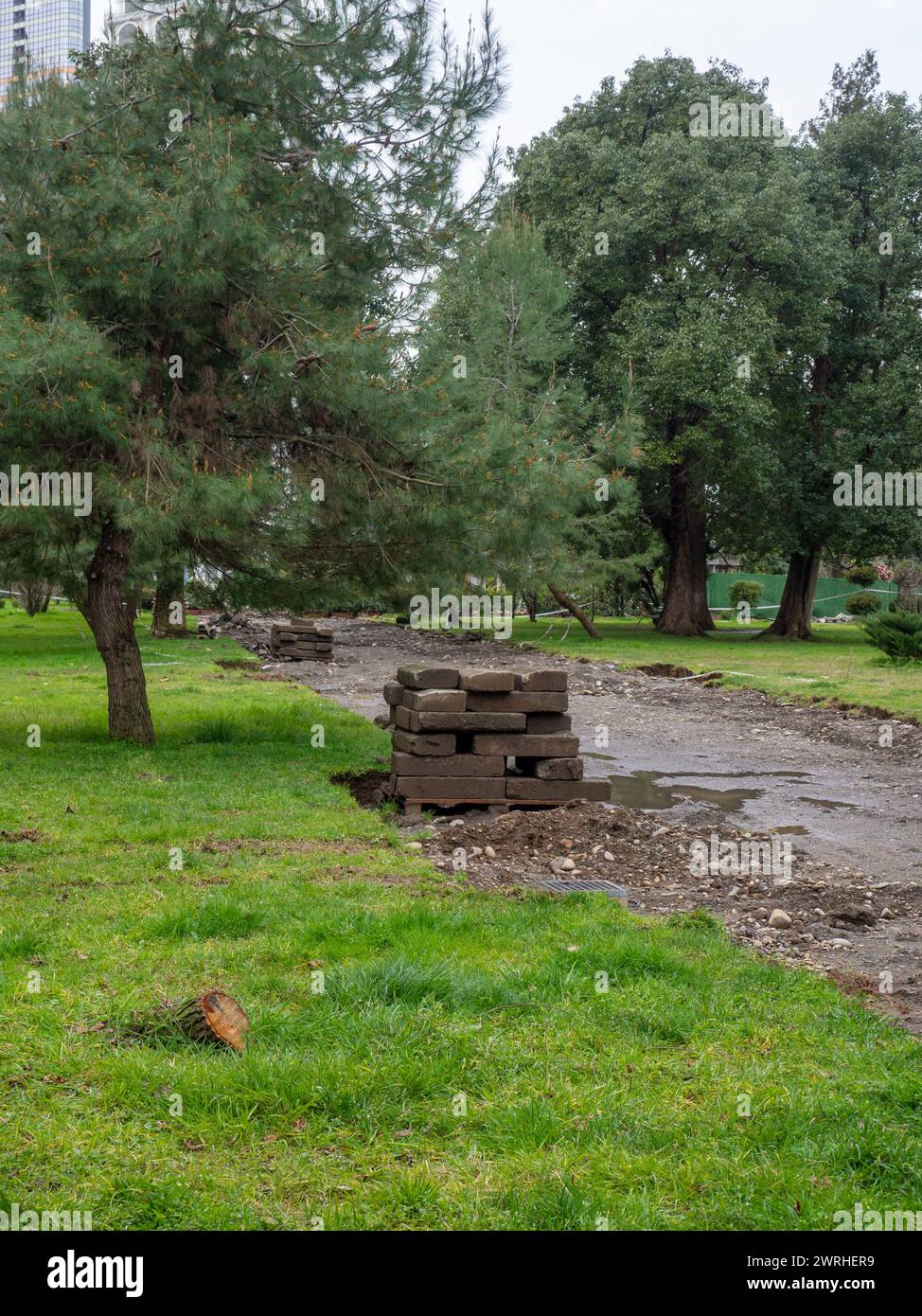 Repair of communications in the park. Construction of a storm drain ...