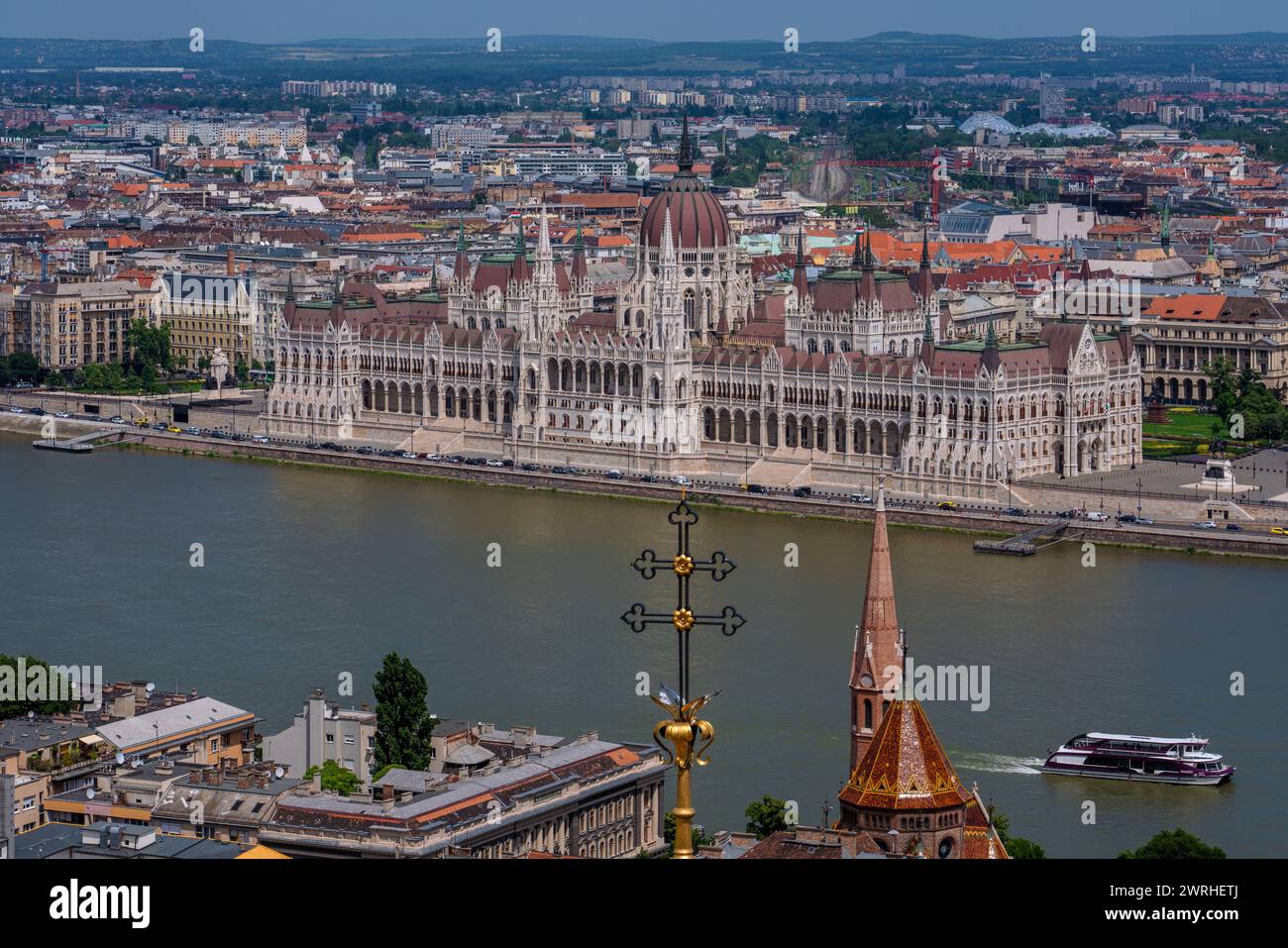 City view of the Hungarian Parliament Building and the historical old ...