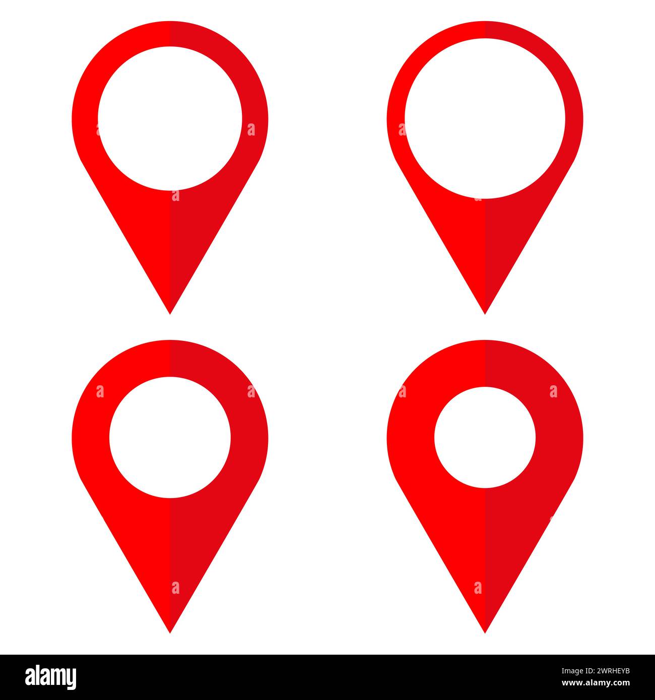 Set of Red Map Pointer Icons. Vector illustration. EPS 10 Stock Vector Image & Art - Alamy