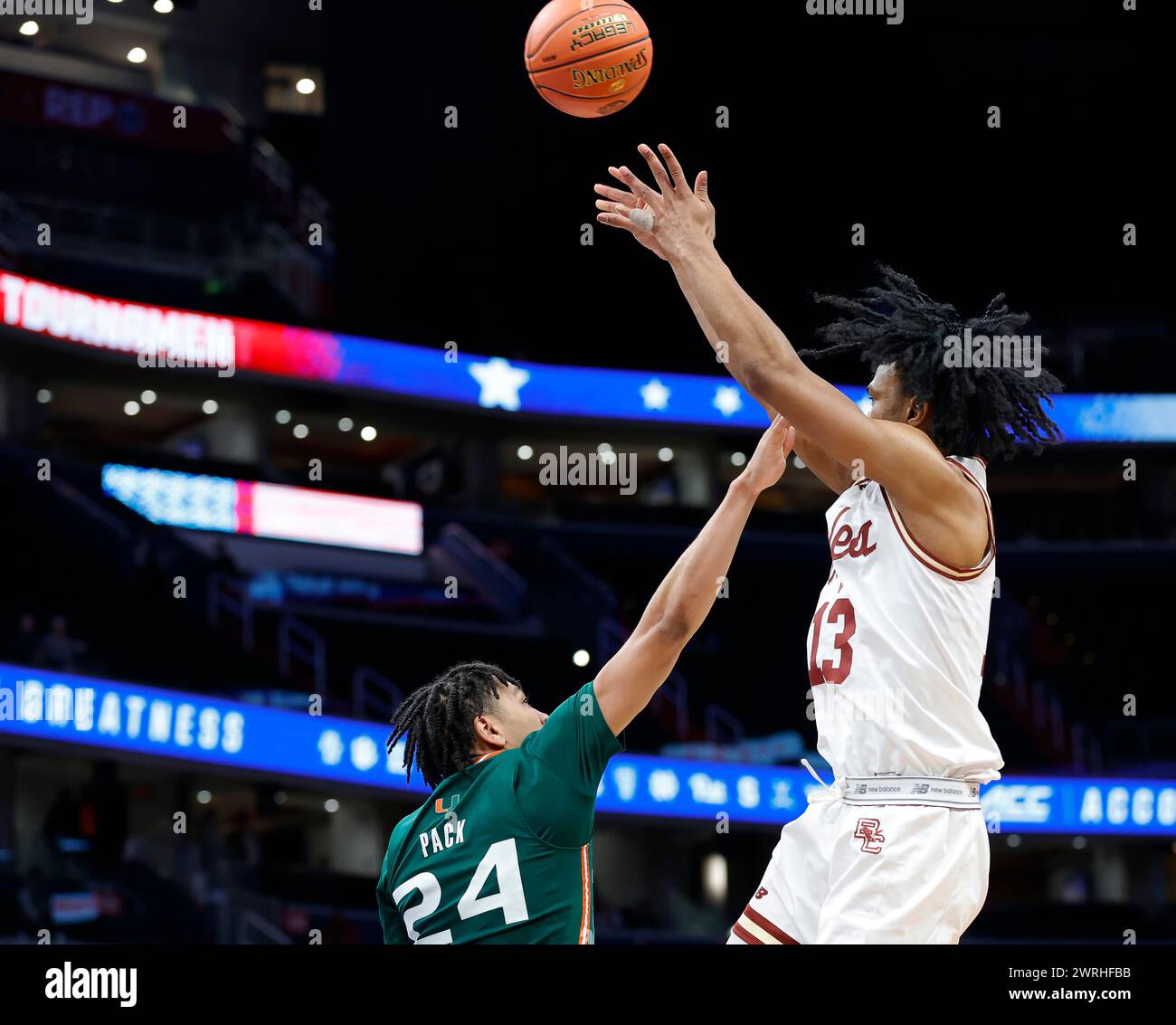 March 12, 2024: Boston College Eagles Guard (13) Donald Hand, Jr. shot ...