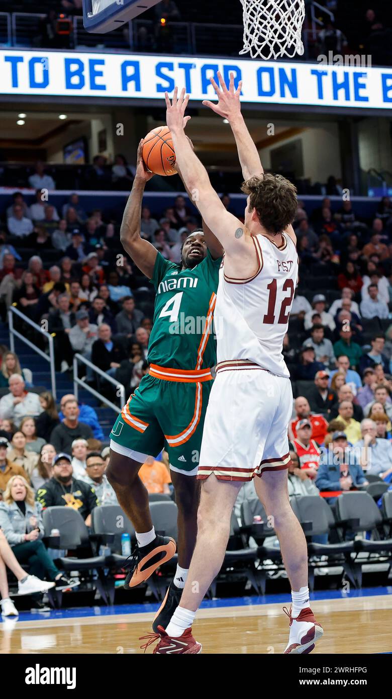 March 12, 2024: Miami Hurricanes Guard (4) Bensley Joseph tries to ...