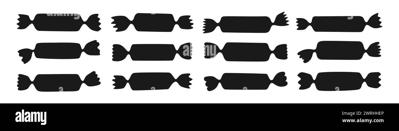 Wrapped candy silhouette symbol. Caramel bonbon lollipop chocolate ...