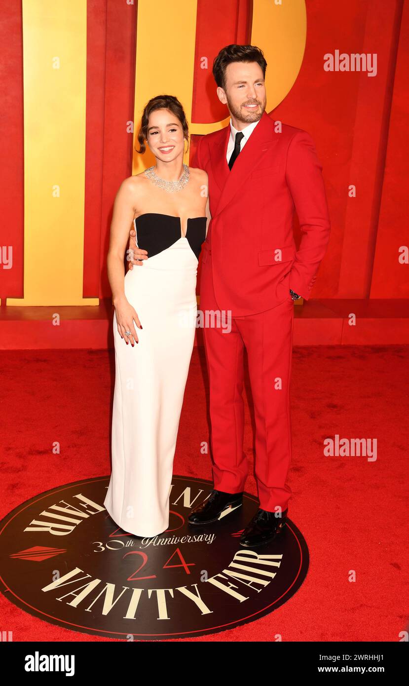 BEVERLY HILLS, CALIFORNIA - MARCH 10: (L-R) Alba Baptista and Chris ...