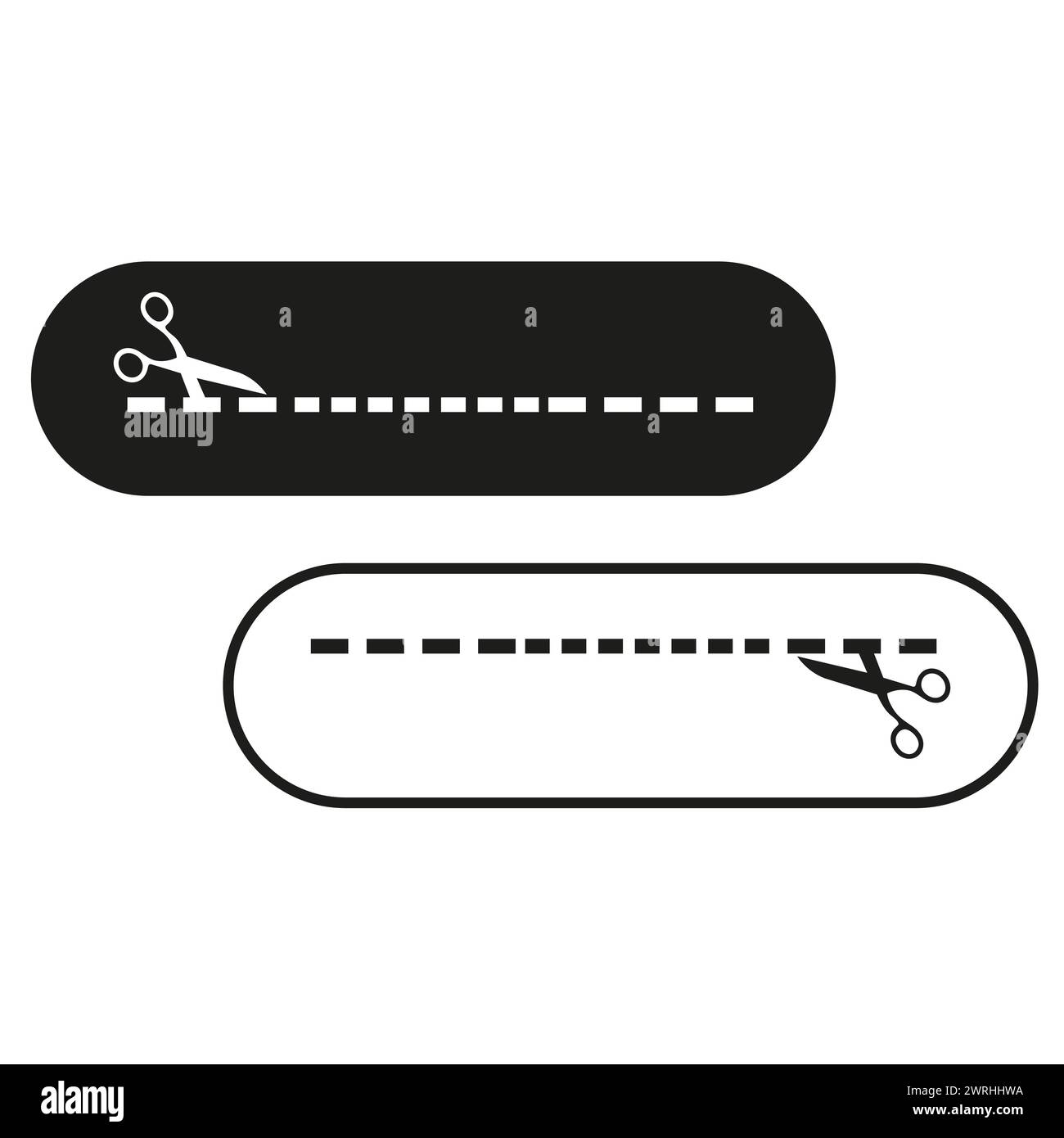 Scissors, dashed lines. Cutting guide icons. Coupon, voucher symbols ...