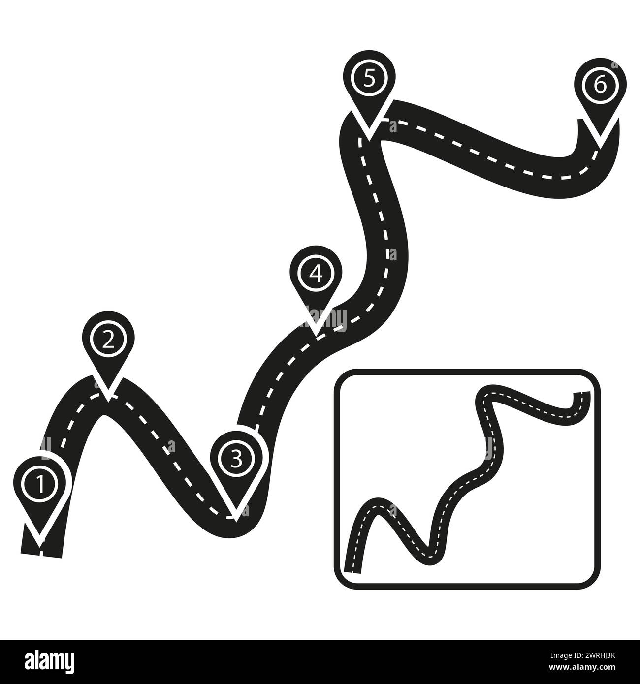 Road Map with Route and Pinpoint Icons. Vector illustration. EPS 10 ...