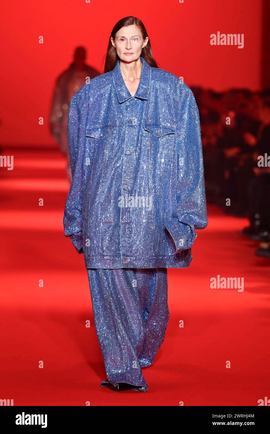 A model walks on the runway at the Vetements fashion show during the ...
