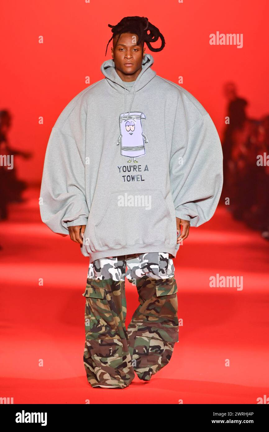 A model walks on the runway at the Vetements fashion show during the ...