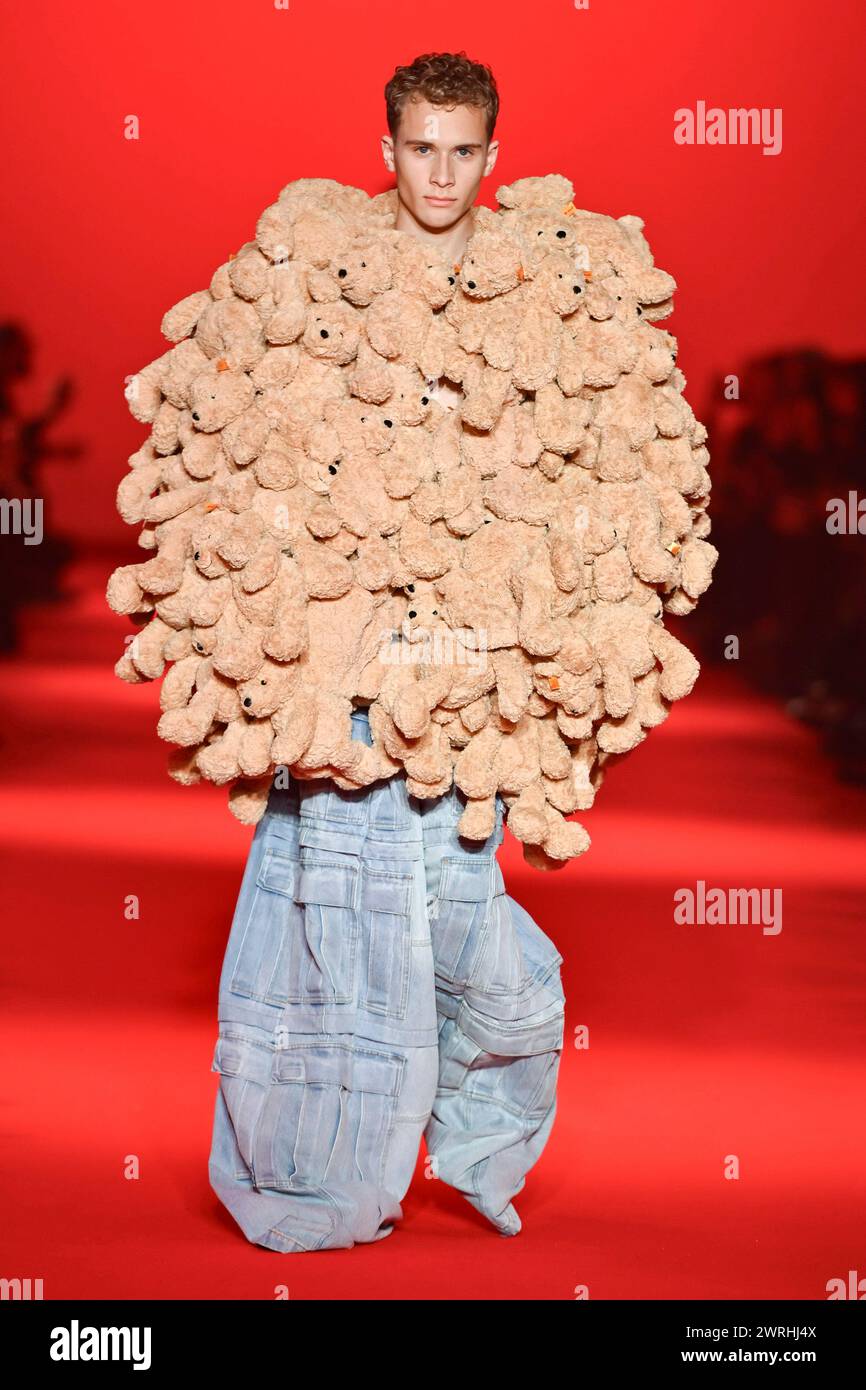 A model walks on the runway at the Vetements fashion show during the ...