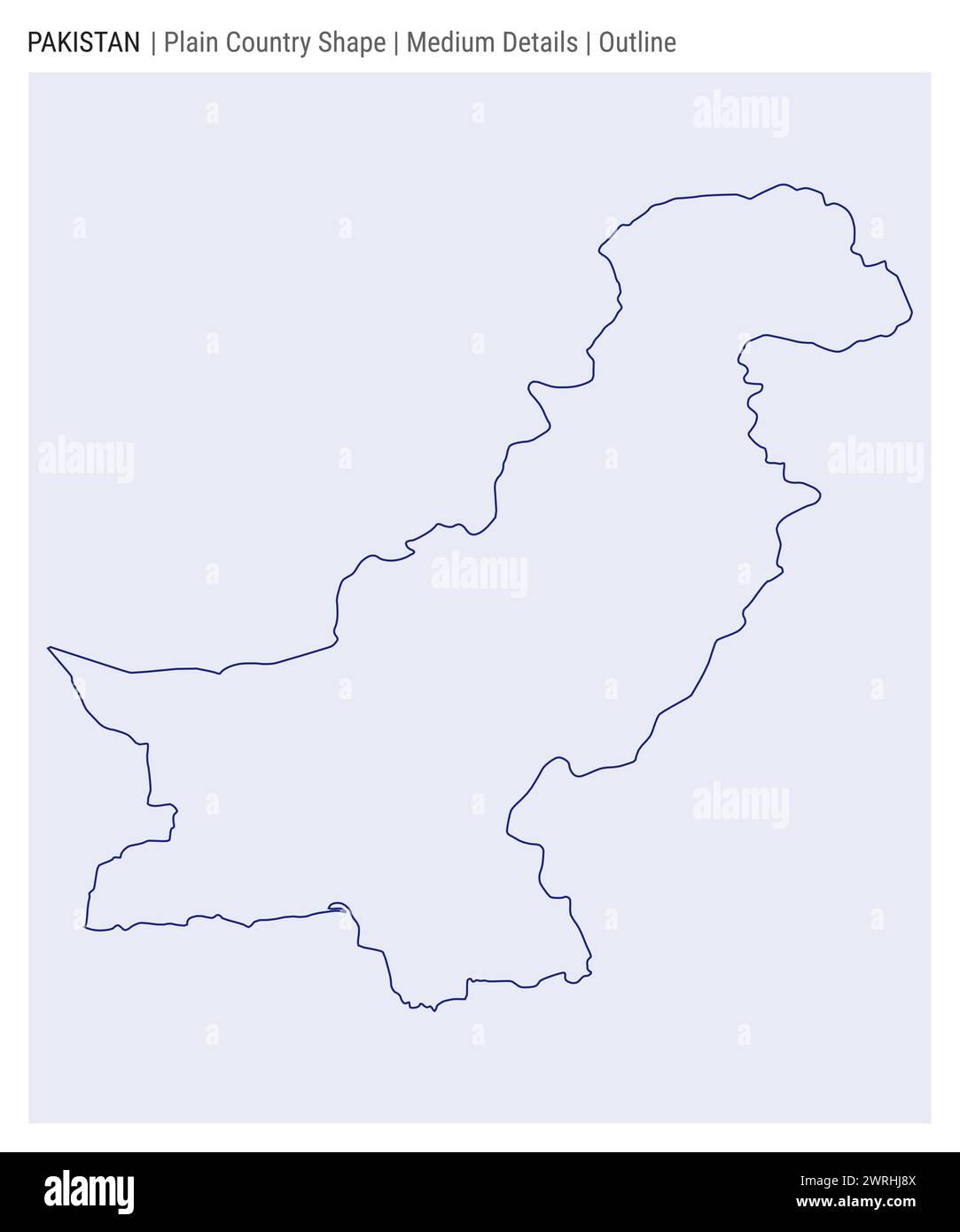 Pakistan plain country map. Medium details. Outline style. Shape of Pakistan. Vector ...