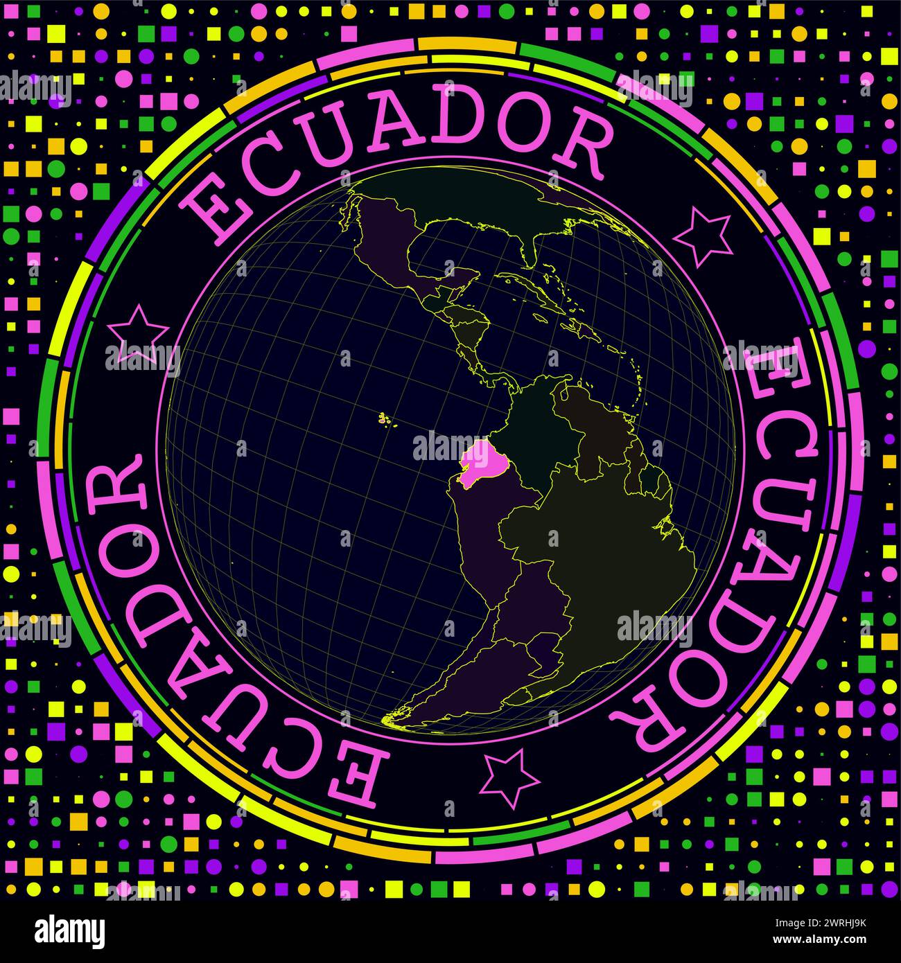 Map of ecuador neon Stock Vector Images - Alamy