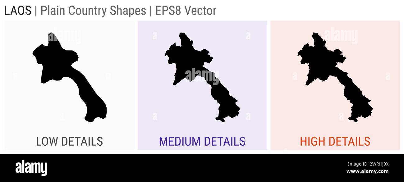 Laos - plain country shape. Low, medium and high detailed maps of Laos ...