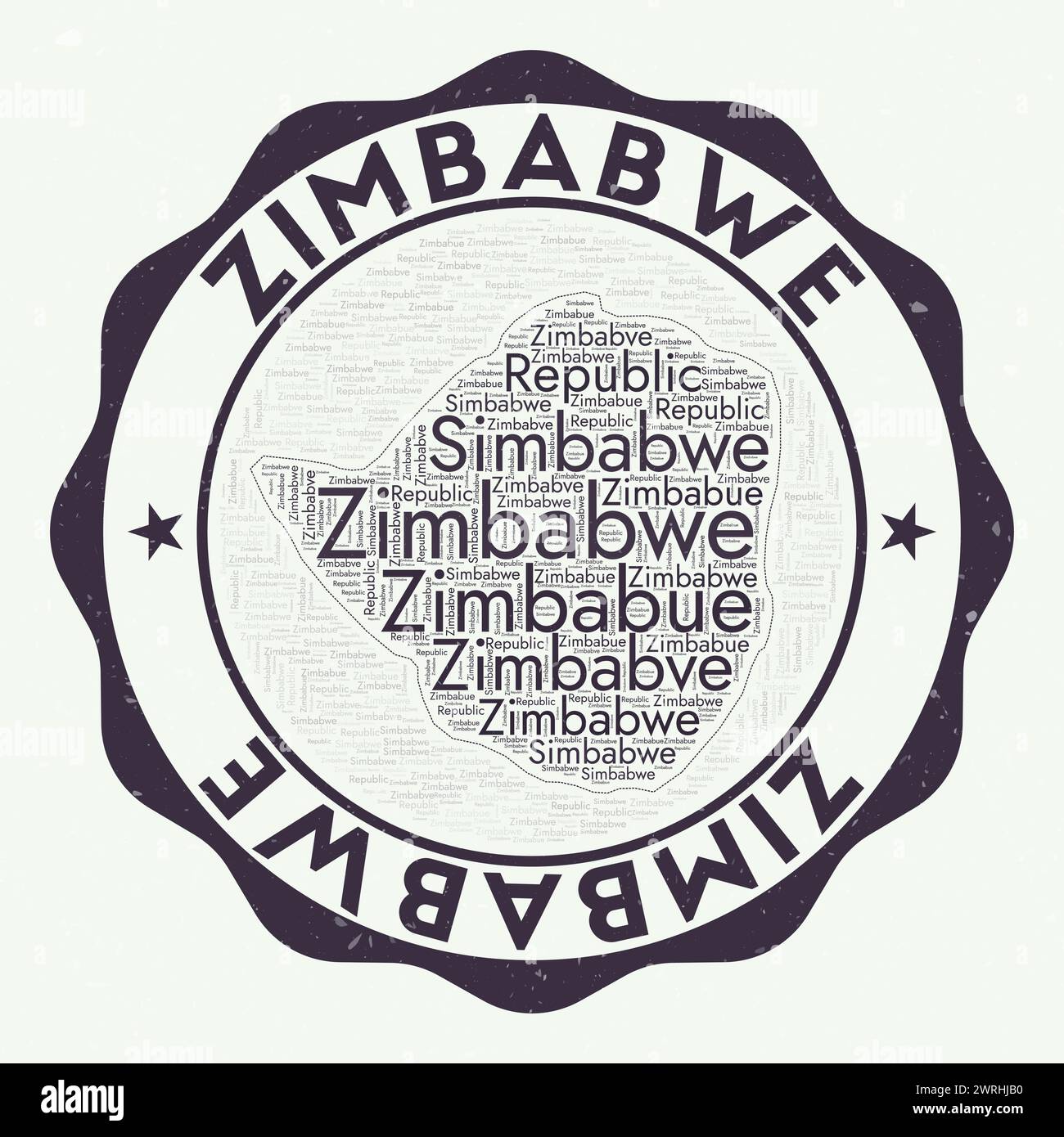 Zimbabwe logo. Amazing country badge with word cloud in the shape of ...