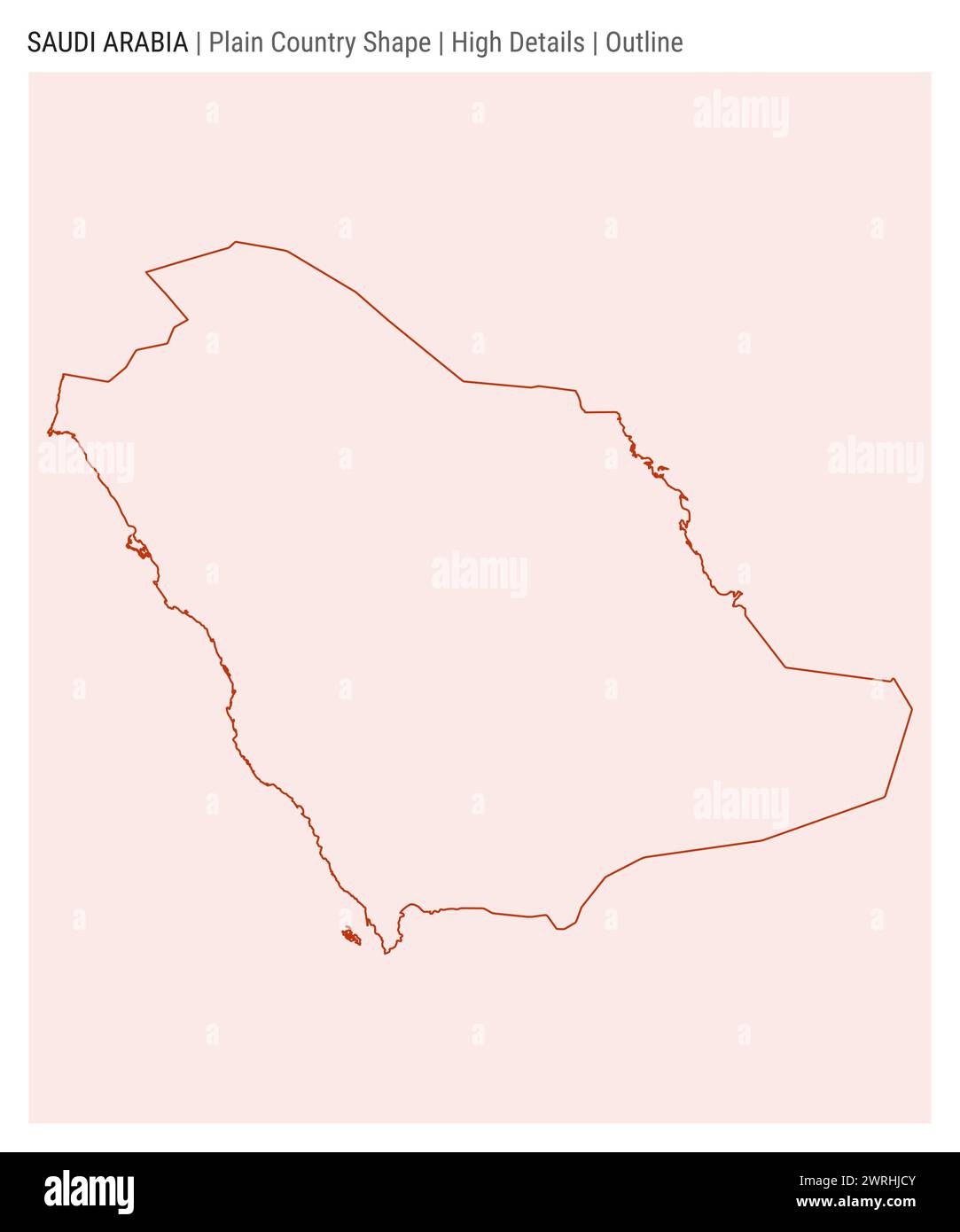 Saudi Arabia plain country map. High details. Outline style. Shape of ...