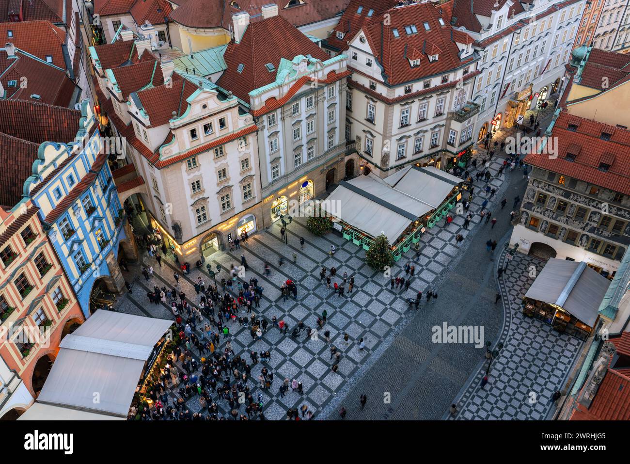 This is an aerial view of the Old Town Square in Prague during the ...