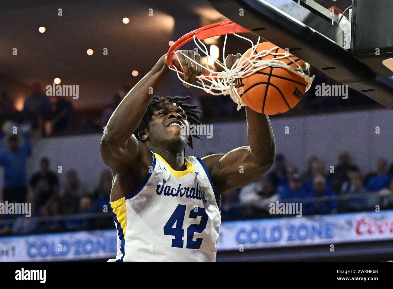 South Dakota State Jackrabbits forward William Kyle III (42) goes up ...