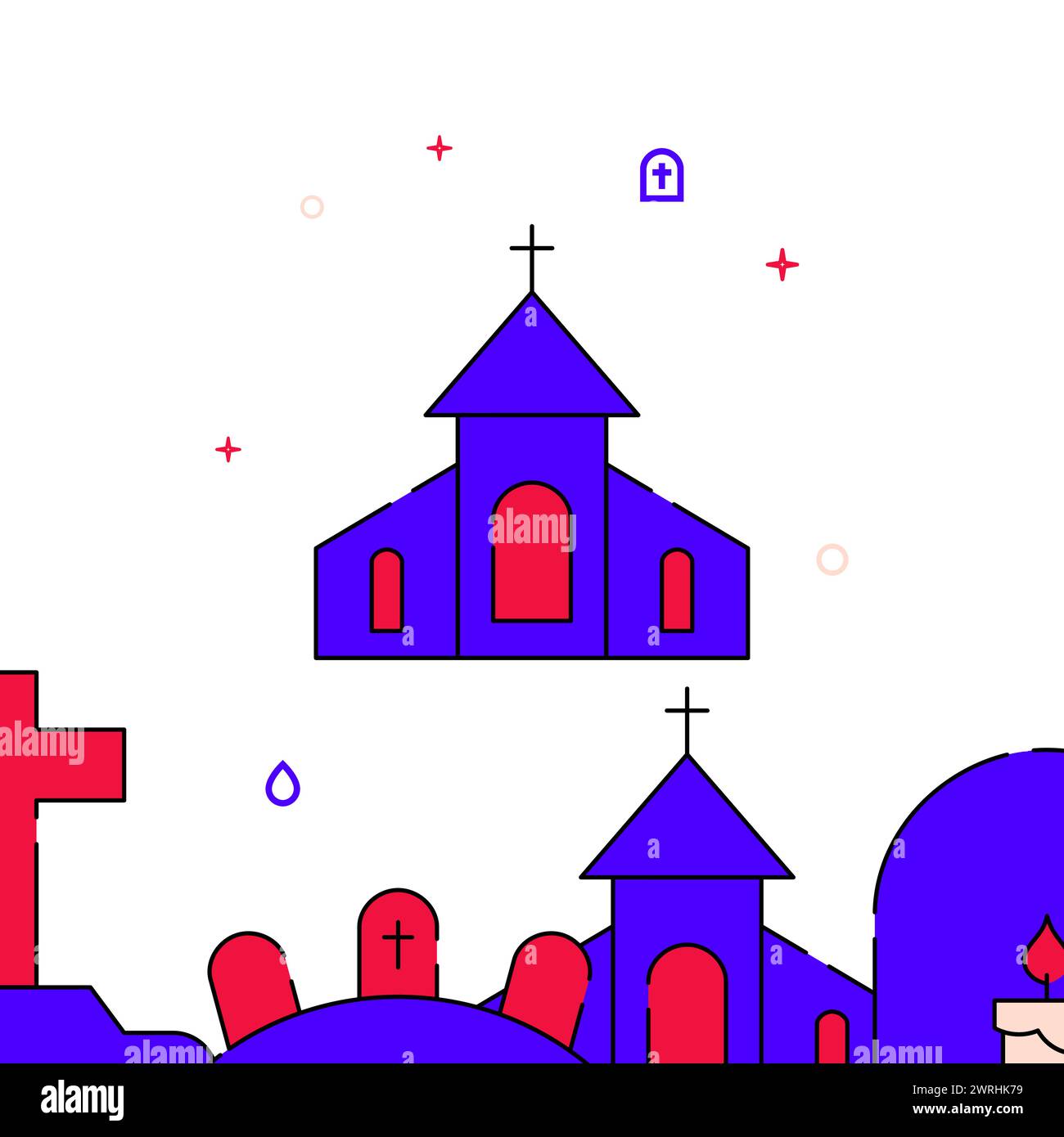 Chapel, church filled line vector icon, simple illustration, related ...