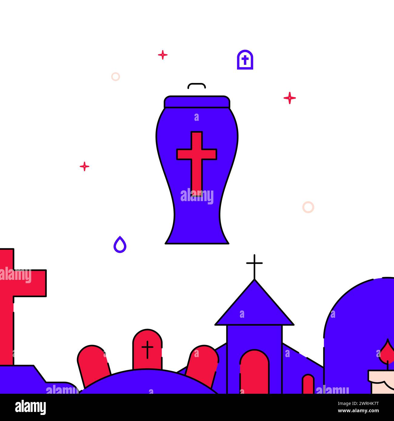 Urn with the ashes filled line vector icon, simple illustration ...