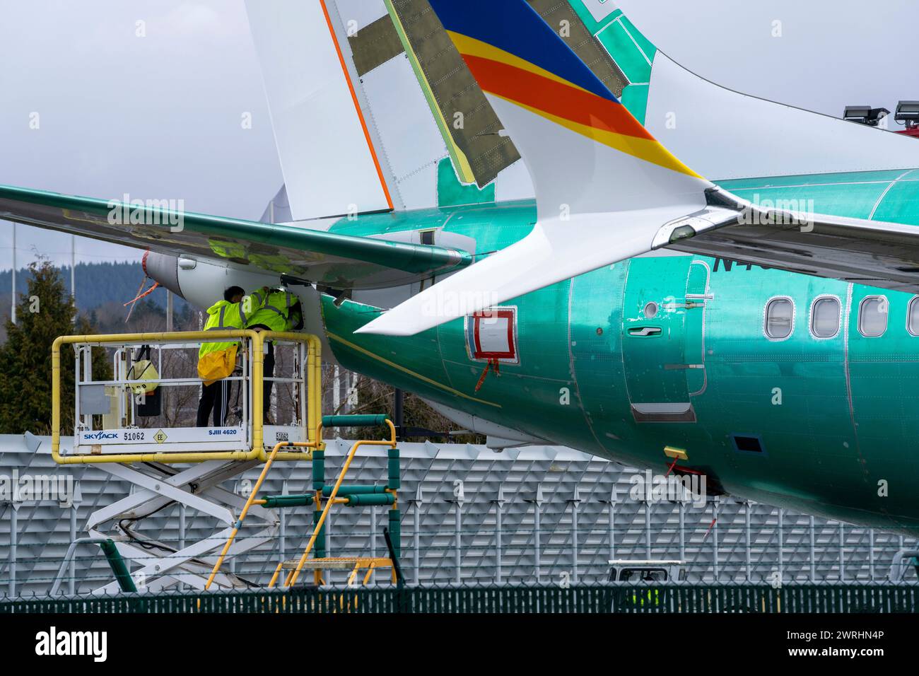 March 12, 2024, Renton, Washington, USA: Boeing airplanes in various ...