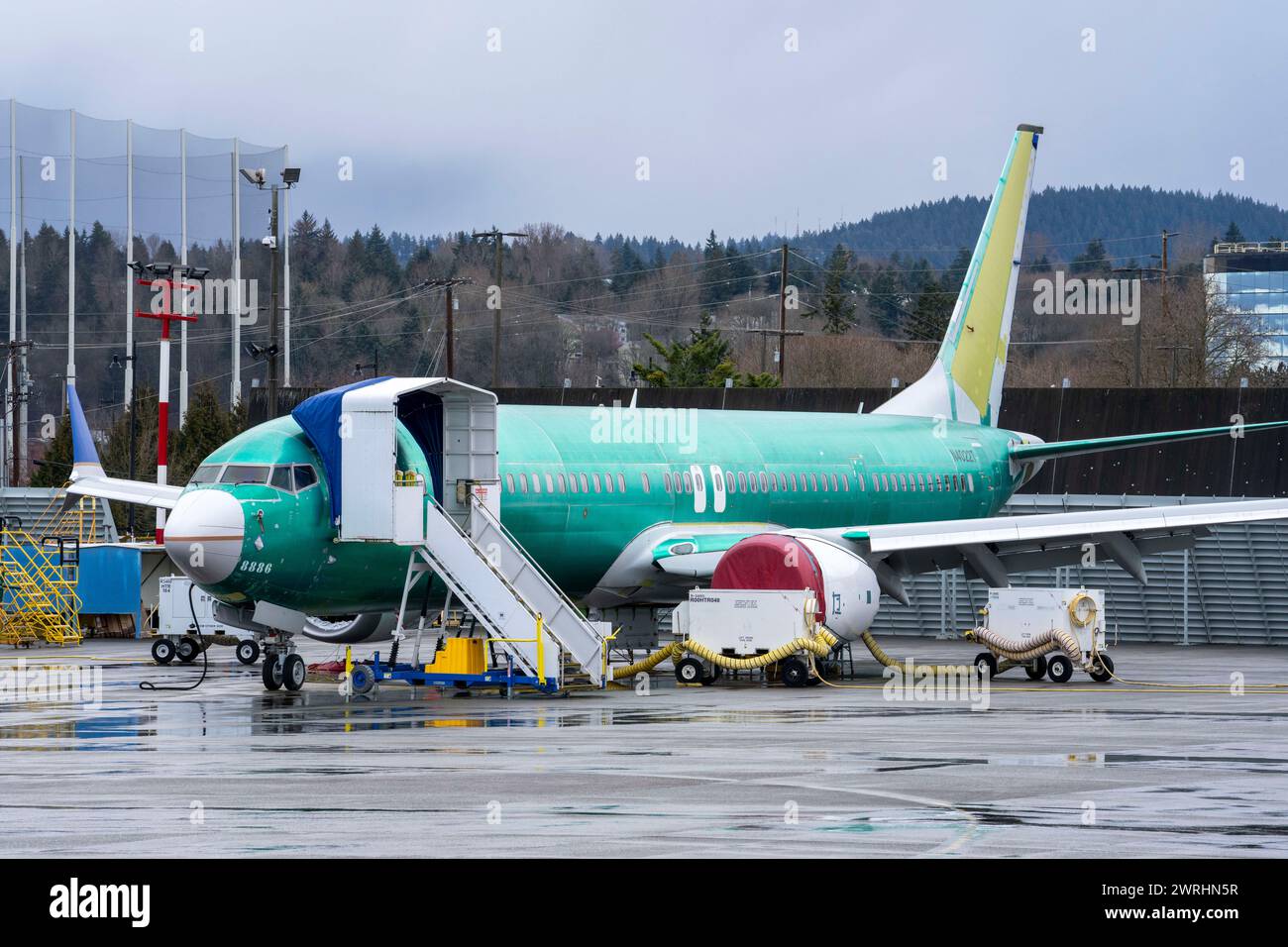 March 12, 2024, Renton, Washington, USA: Boeing airplanes in various ...