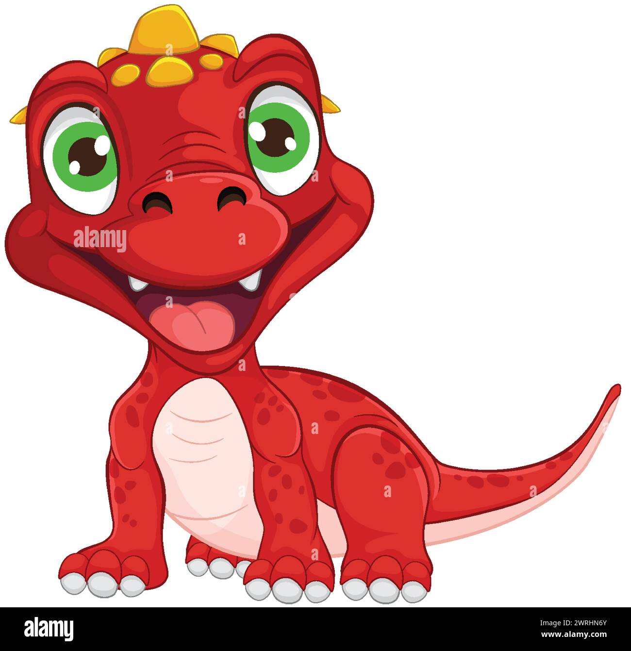 Adorable red dinosaur with a friendly smile Stock Vector Image & Art ...