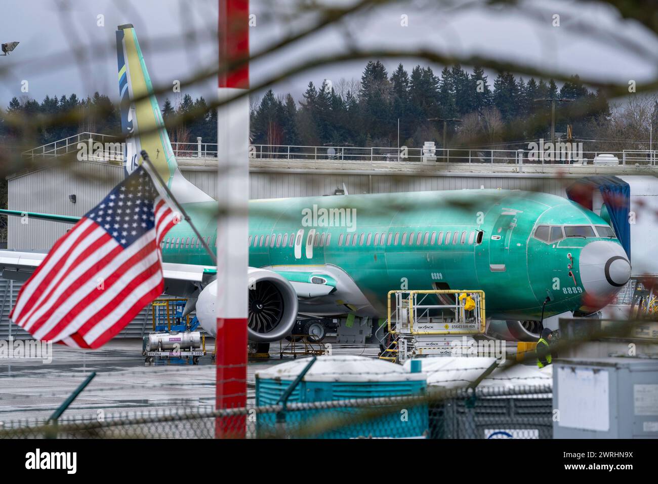 March 12, 2024, Renton, Washington, USA: Boeing airplanes in various ...
