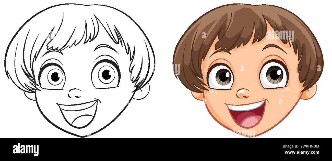 Two stages of a boy character illustration Stock Vector Image & Art - Alamy