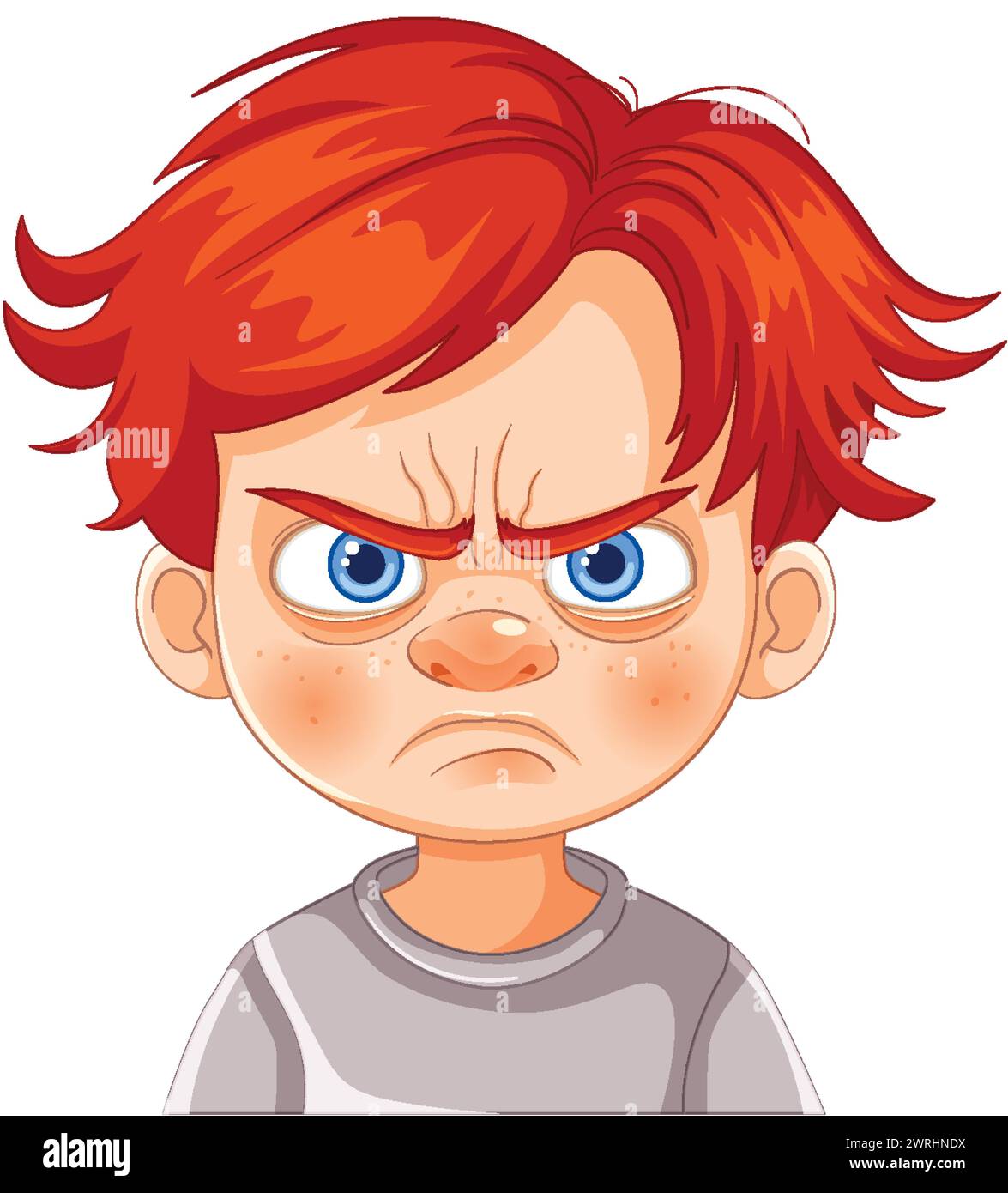 Cartoon illustration of a boy with an angry face Stock Vector Image ...