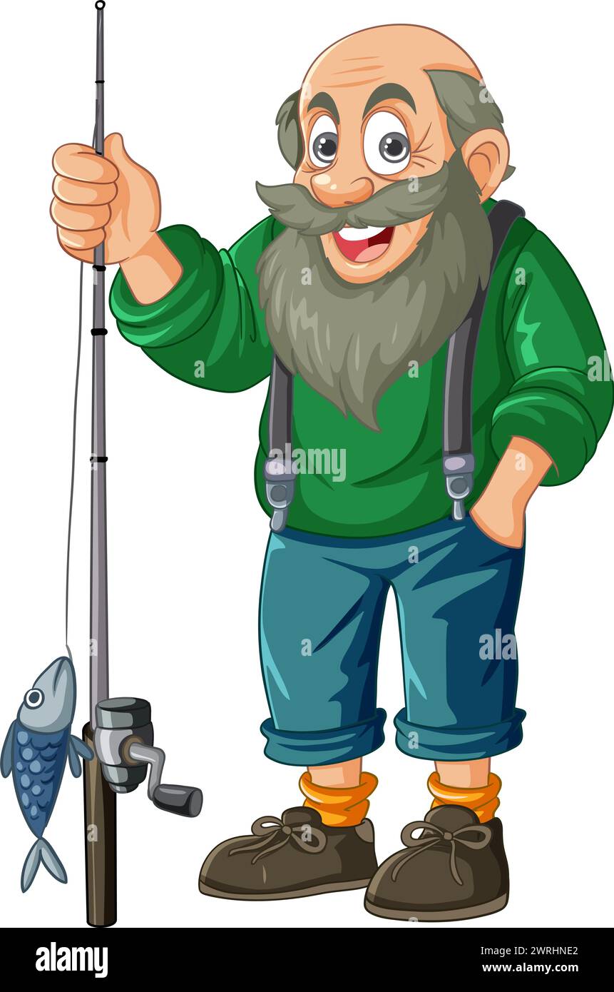 Senior man fishing Stock Vector Images - Alamy