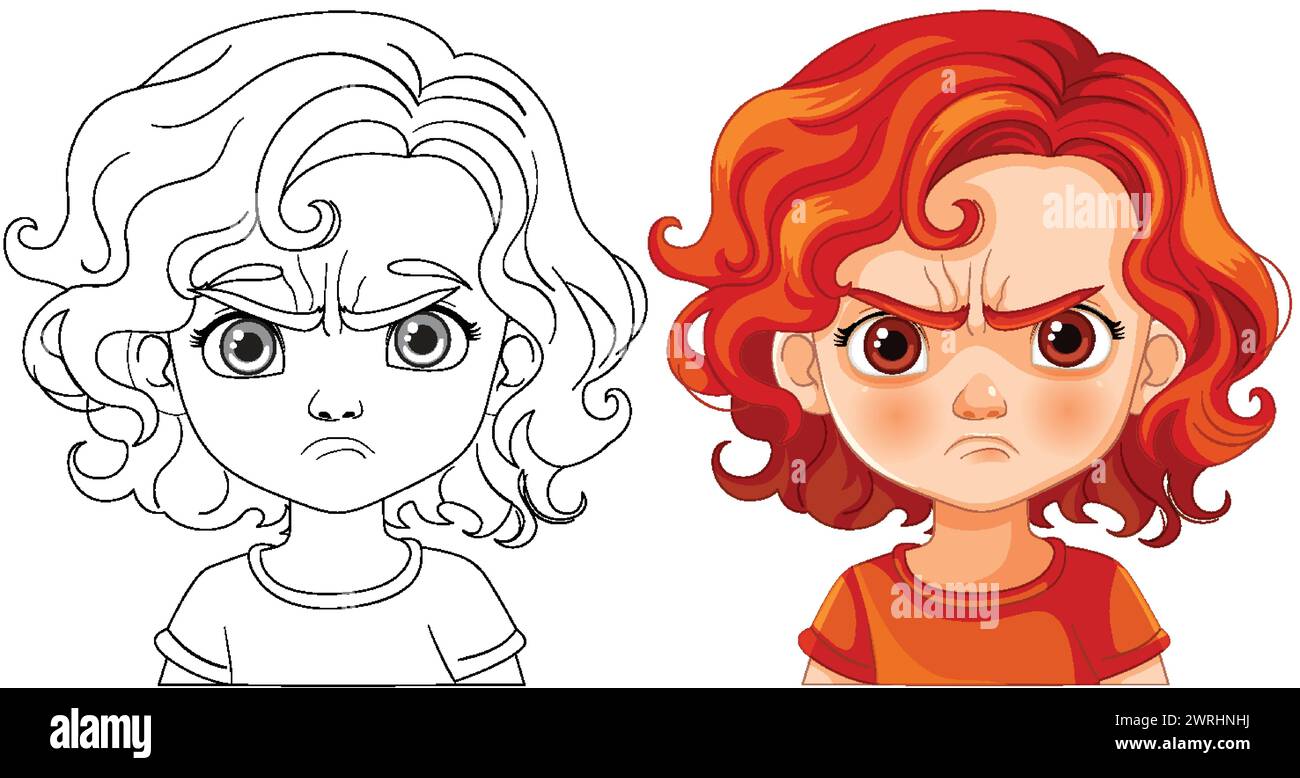 Two cartoon characters showing frustration and anger Stock Vector Image ...