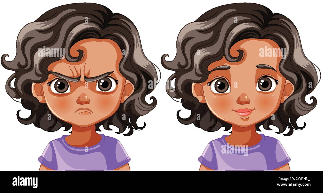 Vector illustration of contrasting emotional expressions Stock Vector ...