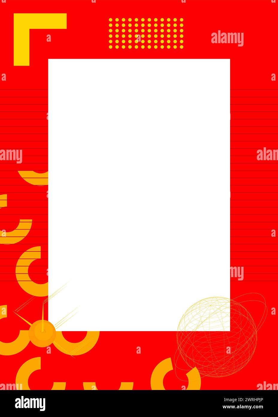 Yellow and red geometrical graphic retro theme background with white ...