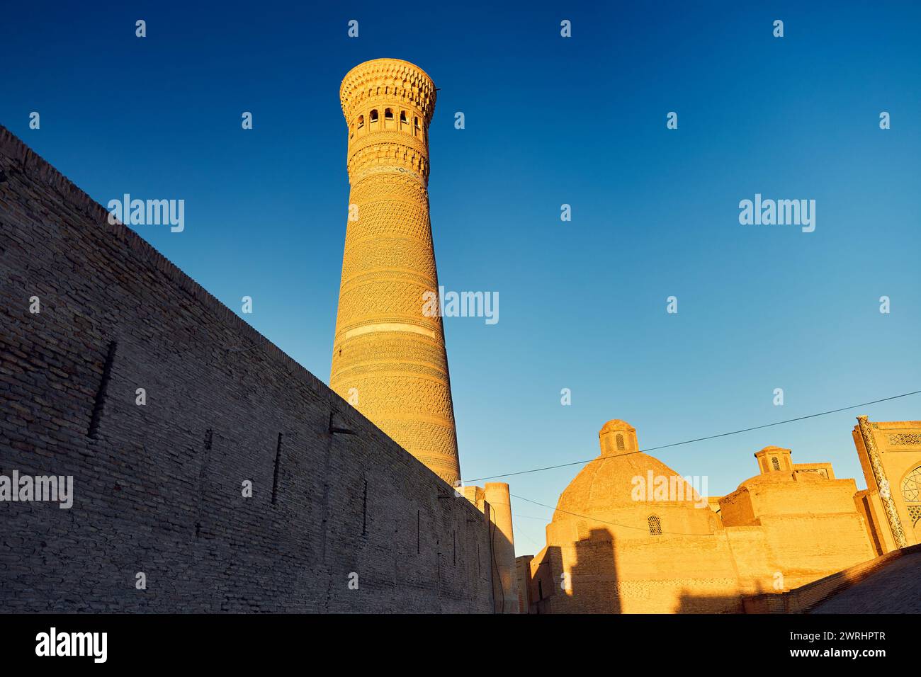 View of culture square and Kalyan minaret mosque masjid madrasah at ...